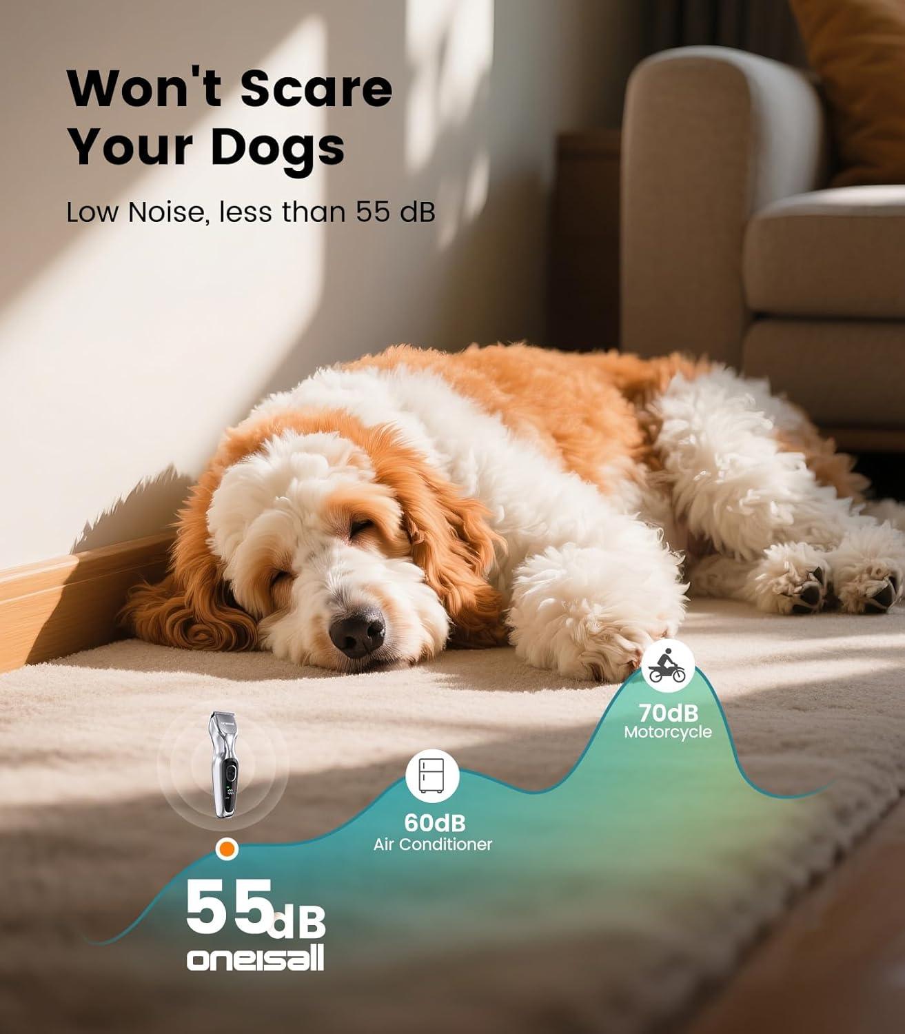 oneisall Low-Noise Green Dog Paw Trimmer with LED Light and Dog ...